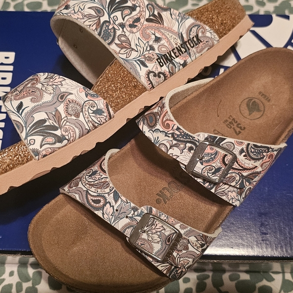 Birkenstock | Shoes | Birkenstock Paisley Print Sandals With Cork ...